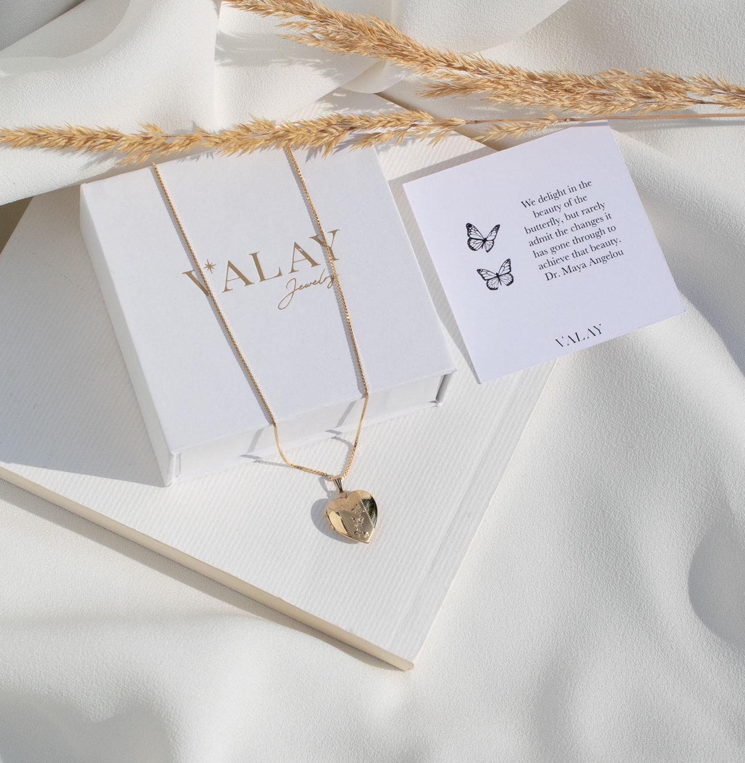 Butterfly Locket Necklace, Butterfly Necklace, Engraved Necklace, Gold ...