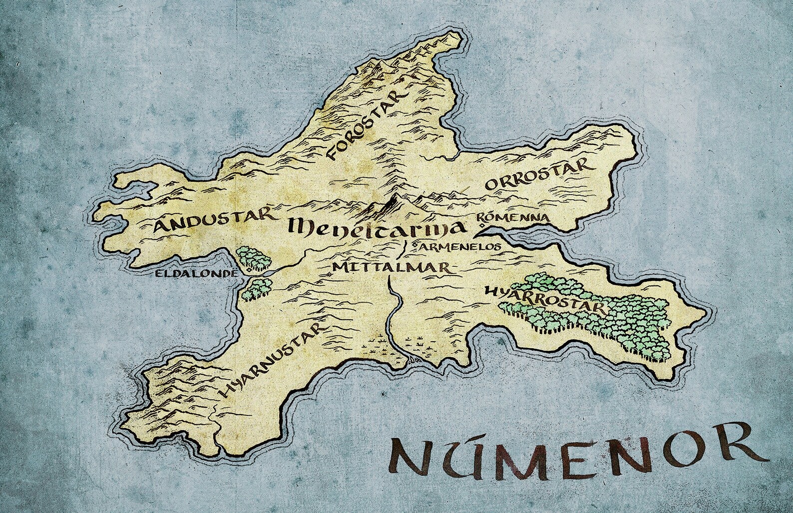 Númenor Map from The Lord of The Rings Middle Earth Hobbit | Etsy