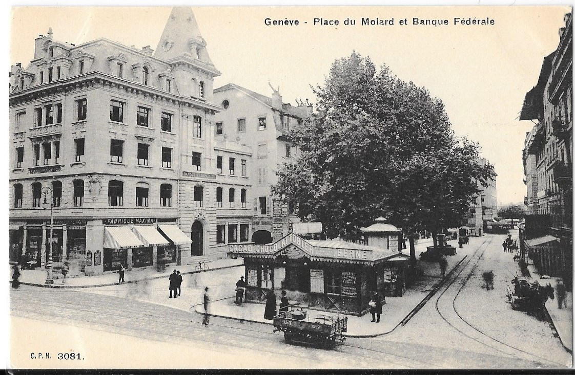 Geneve Place du Molard et Banque Federale Antique 1910 - Etsy España