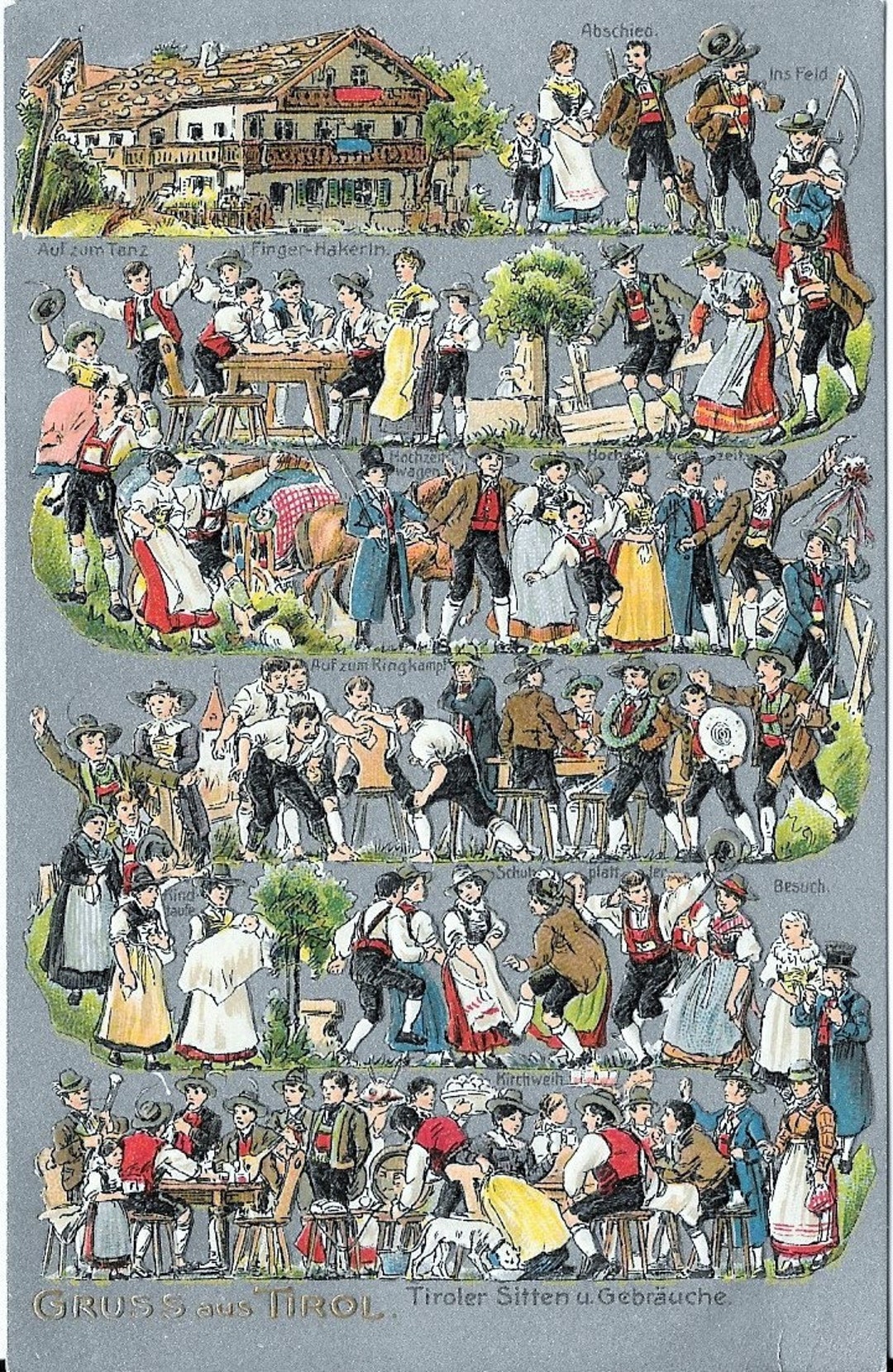 Austrian Folk Dress, Costume, Gruss Aus Tirol, Austria, 1910 Embossed ...