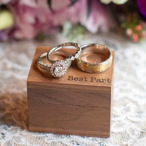 Wooden Wedding Ring Box Walnut Wedding Band Box - Etsy