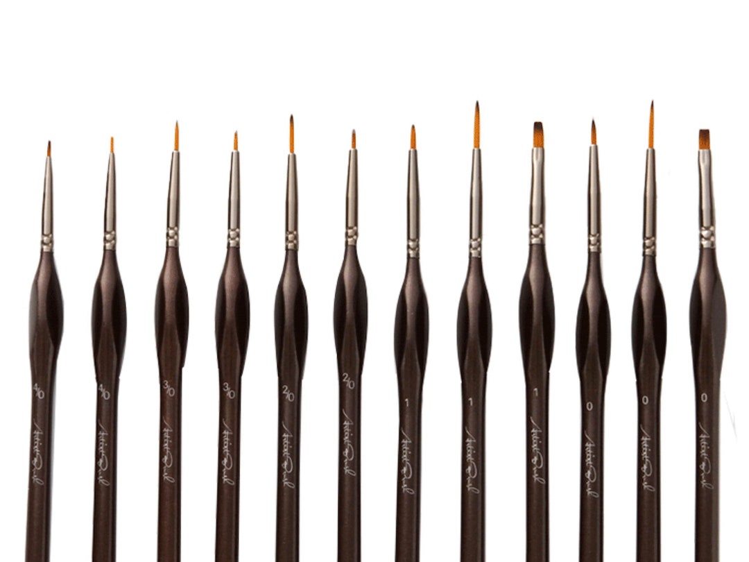 Professional 12 Piece Fine Tip Paintbrush Set With Comfort Grip Detail ...