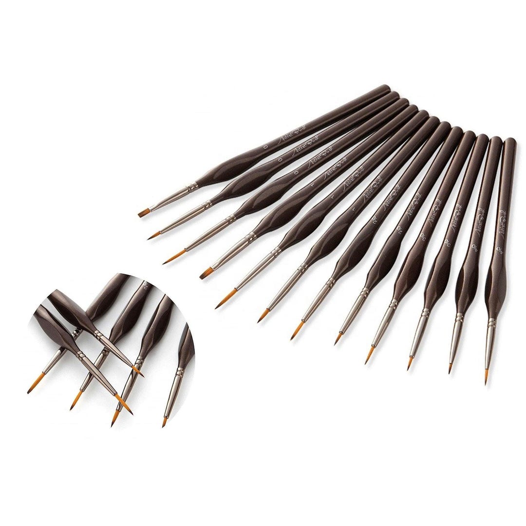 Professional 12 Piece Fine Tip Paintbrush Set With Comfort Grip Detail ...