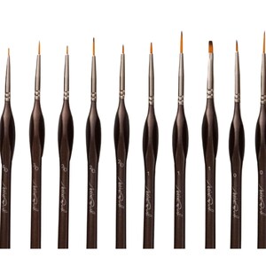 Professional 12 Piece Fine Tip Paintbrush Set With Comfort Grip Detail ...