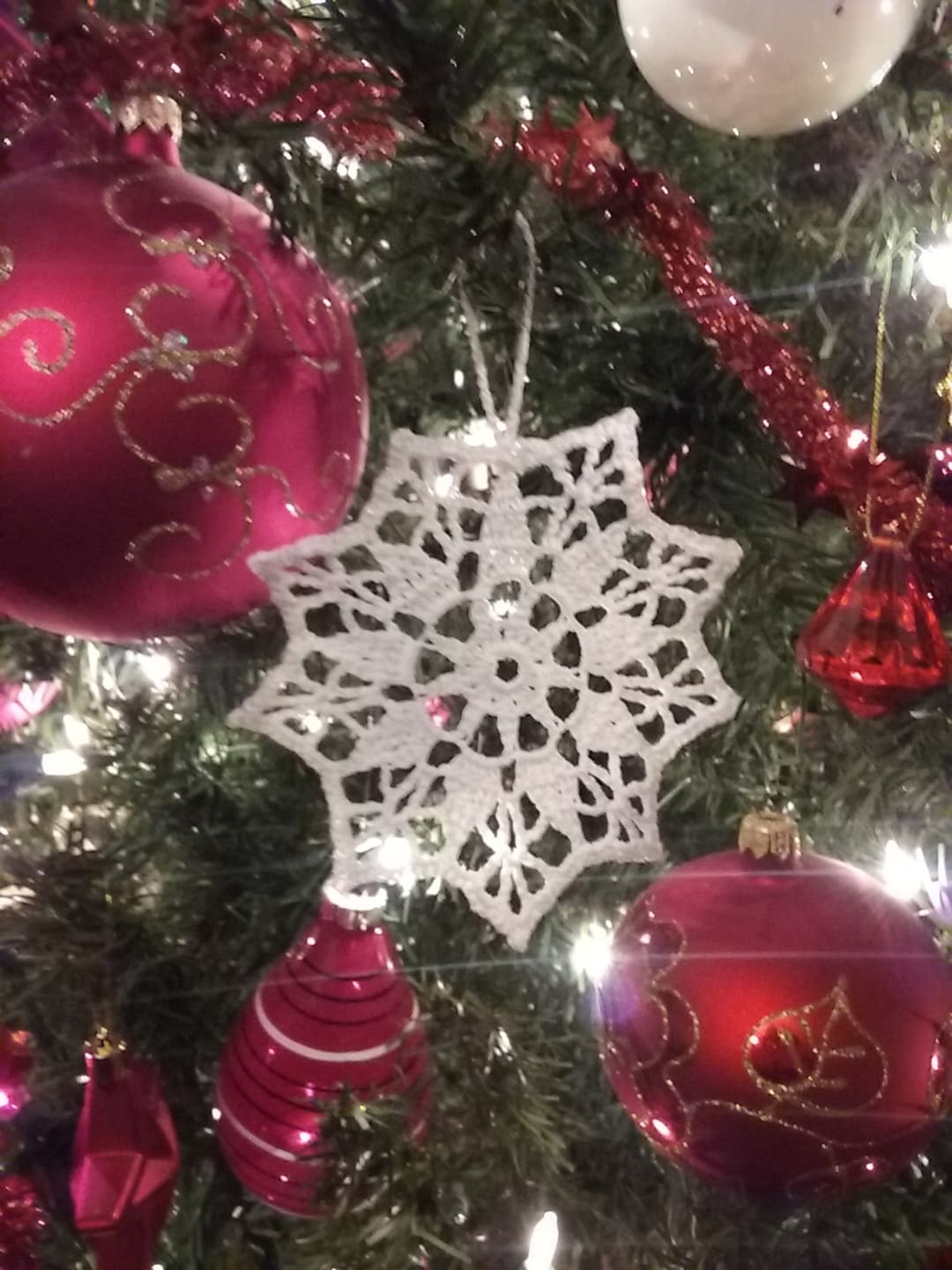 Crochet Snowflakes Set: Christmas Tree Ornaments, Handmade Decoration ...
