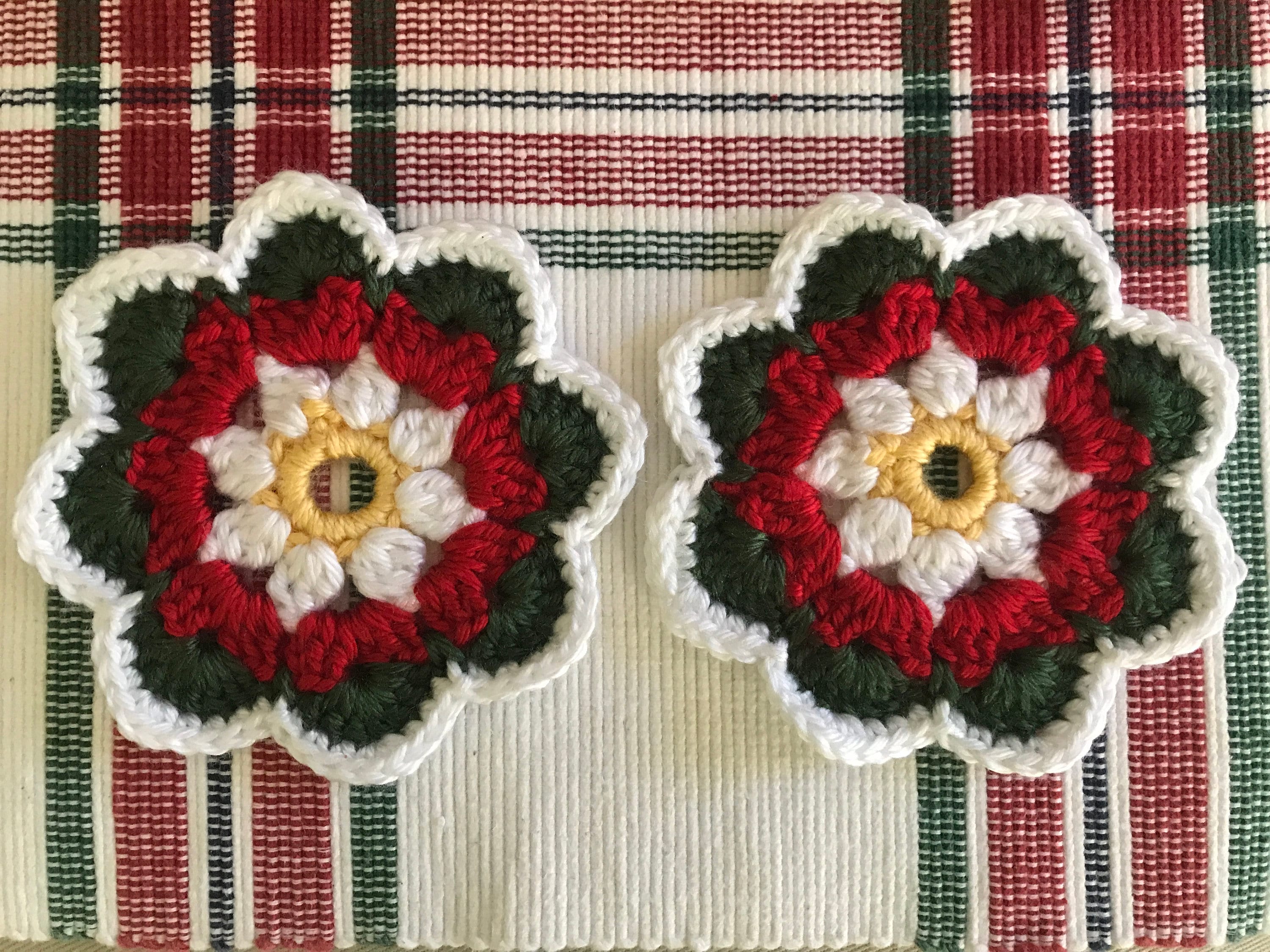 Crochet Christmas Coasters: Holiday Table Decor, Set of 4 - Etsy