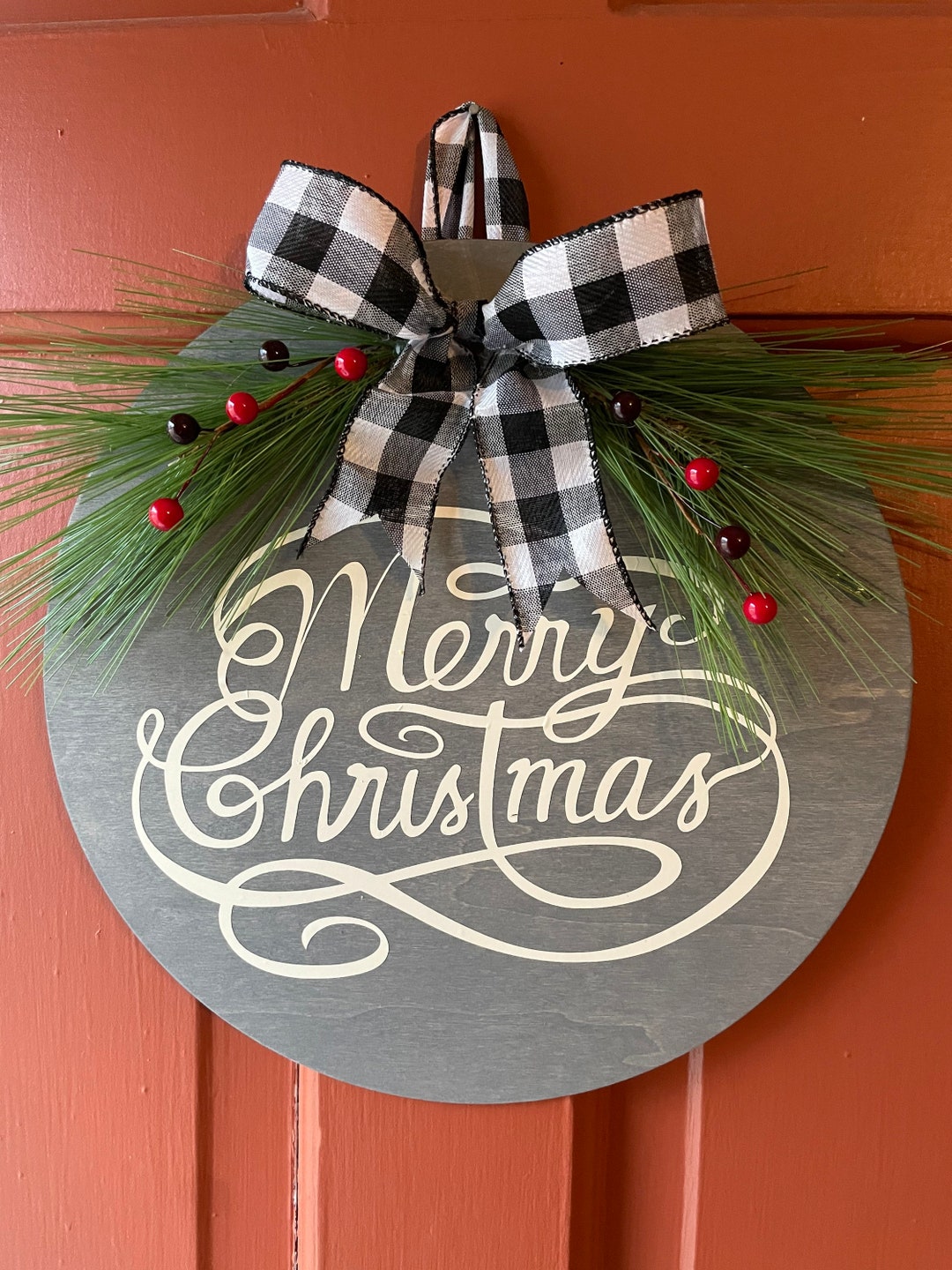 12 Inch Christmas Round Door Sign - Etsy