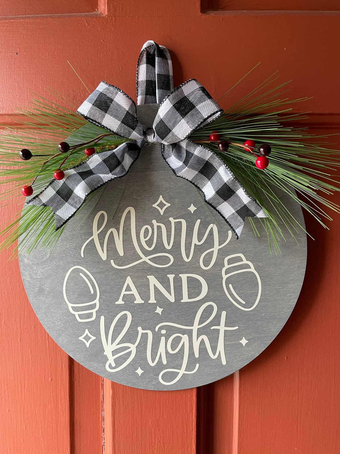 12 Inch Christmas Round Door Sign - Etsy