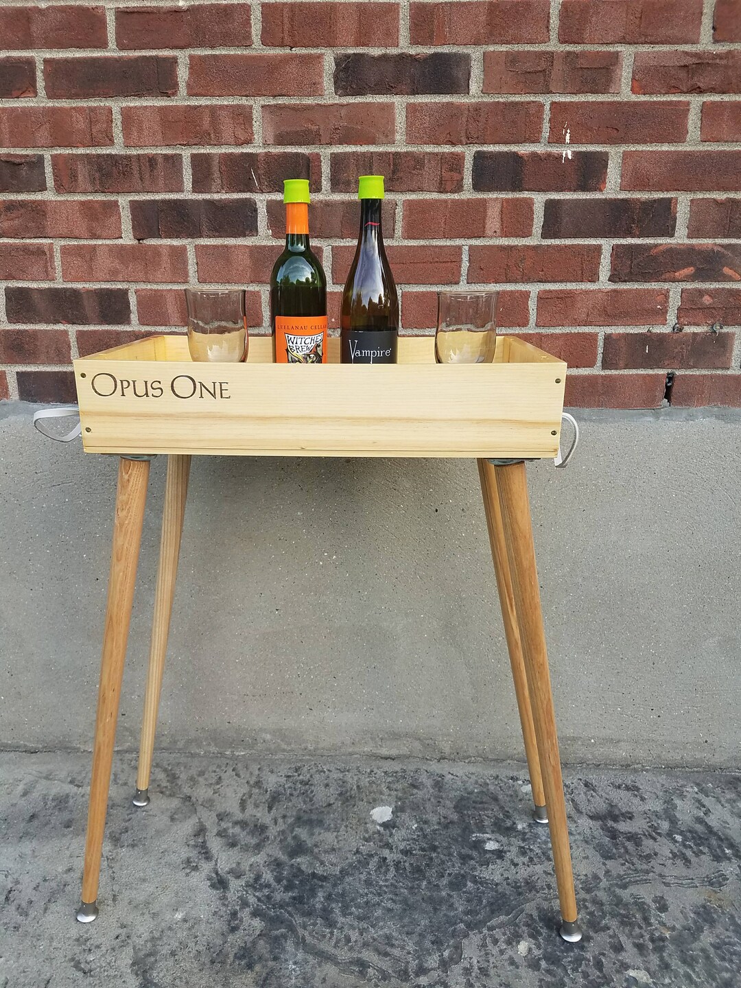 Repourposed Wine Box - Serving Tray Table Stand - Etsy