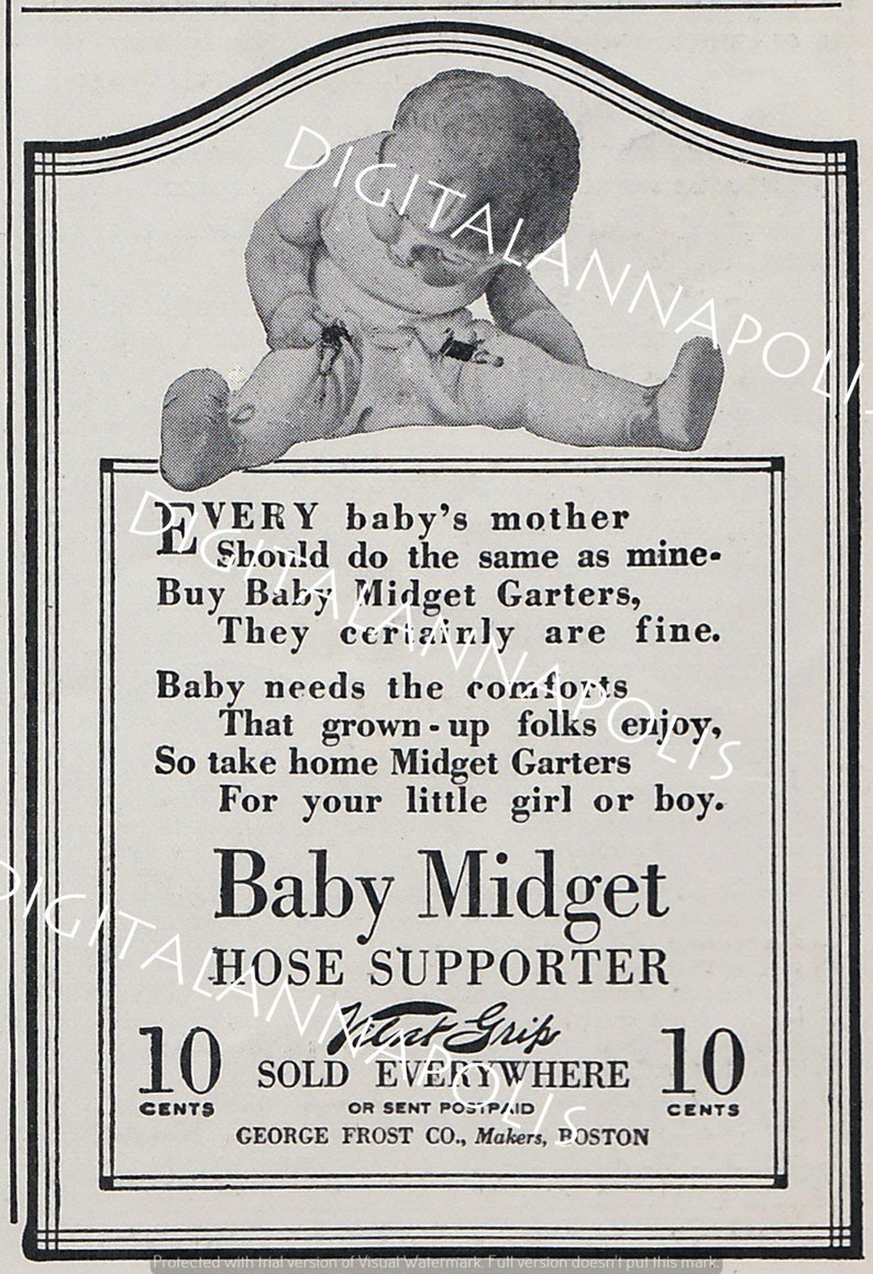 Vintage Advertising Baby Midget Hose Supporter Children's Accessories ...