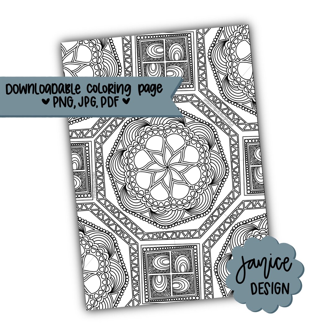 Printable Coloring Sheet, Pattern Coloring Page, Instant Download ...