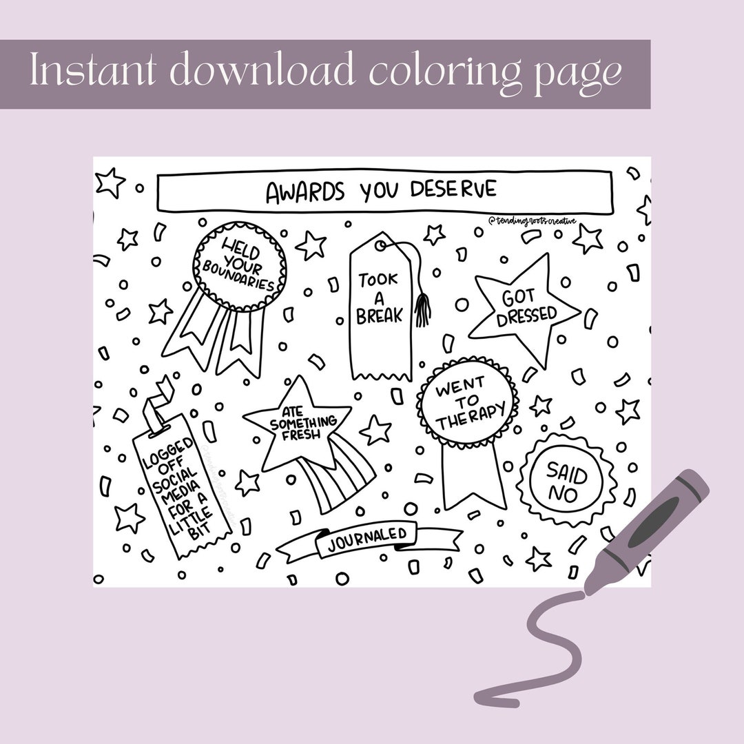 Downloadable Coloring Page-- Awards You Deserve Coloring Page INSTANT ...