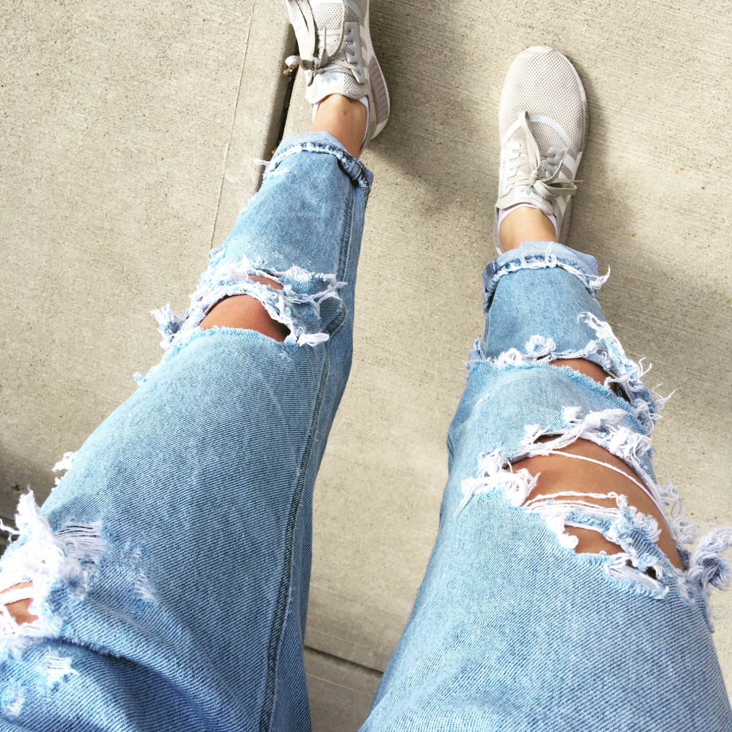 Custom ripped jeans // all sizes // high waisted ripped | Etsy