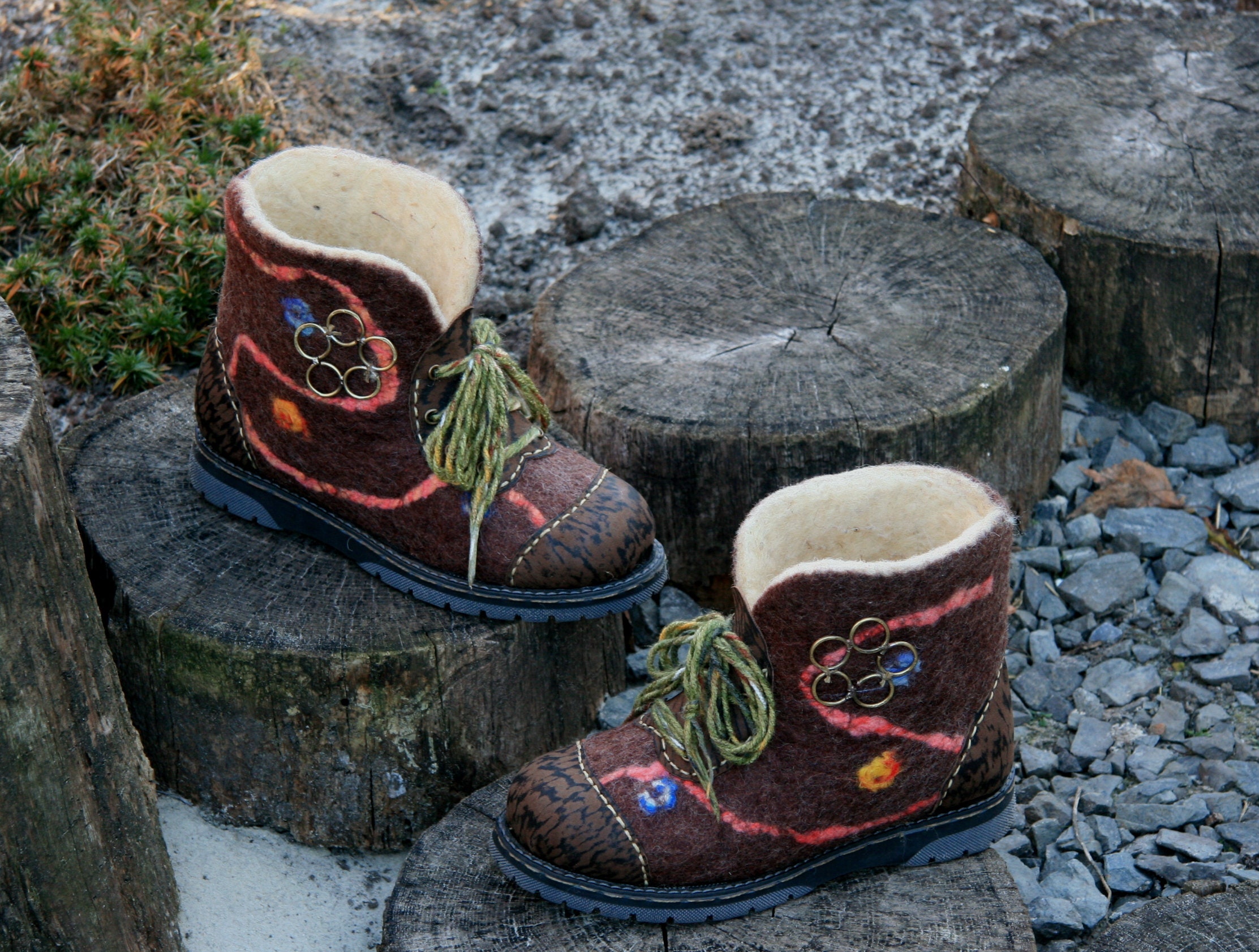 Women Shoes, Felted Wool Slippers Snowball / Wine / Burgundy / Ruby ...