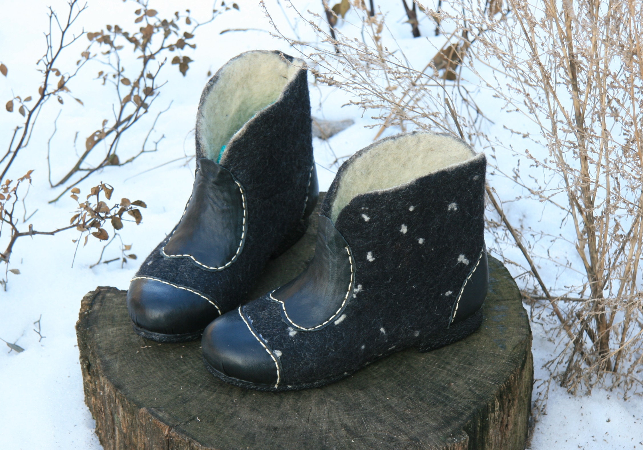 Women Shoes, Felted Wool Slippers Snowball / Wine / Burgundy / Ruby ...