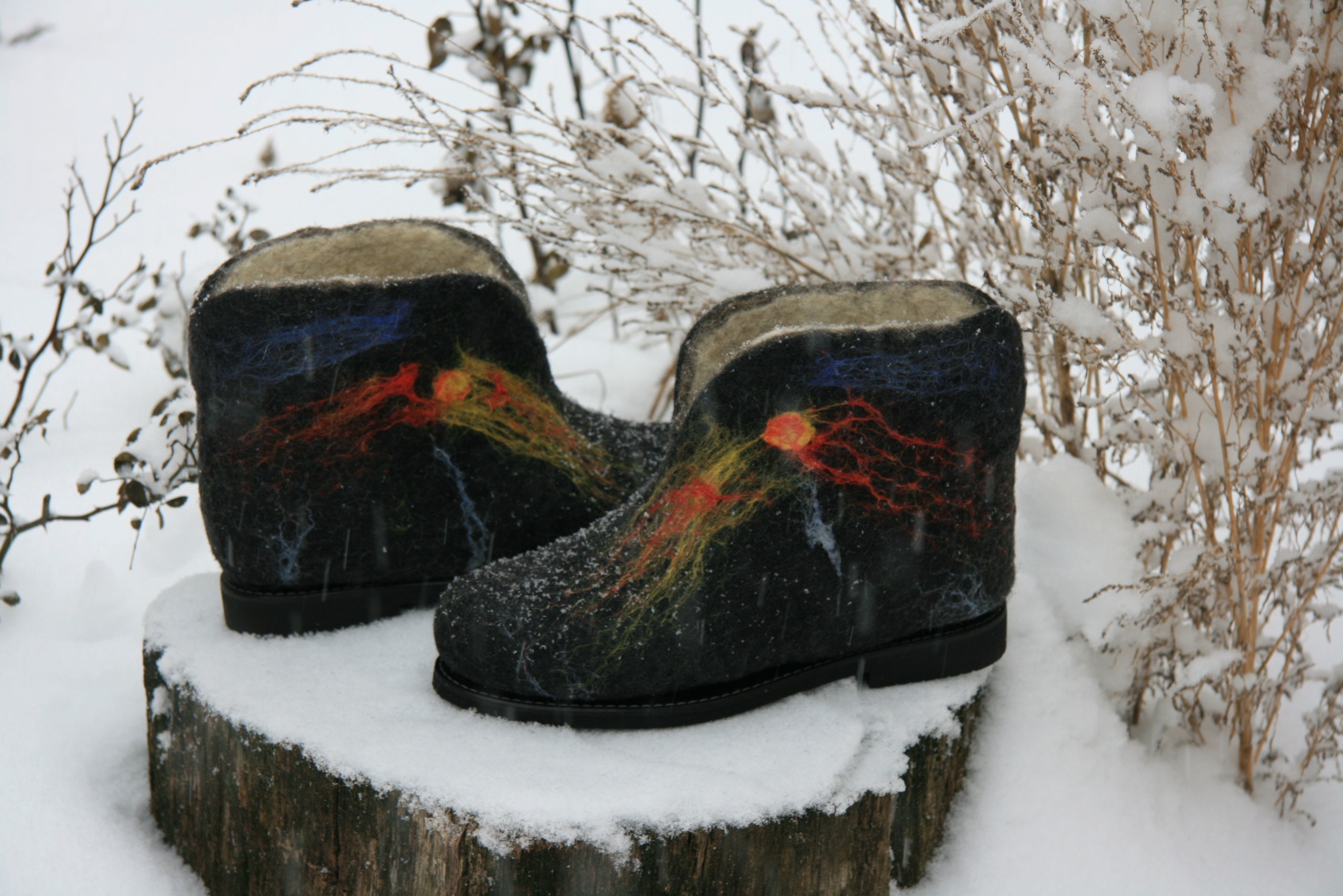 Felted Wool Slipper Boots - Organic Wool Felt Boots - Boiled Wool Shoes ...