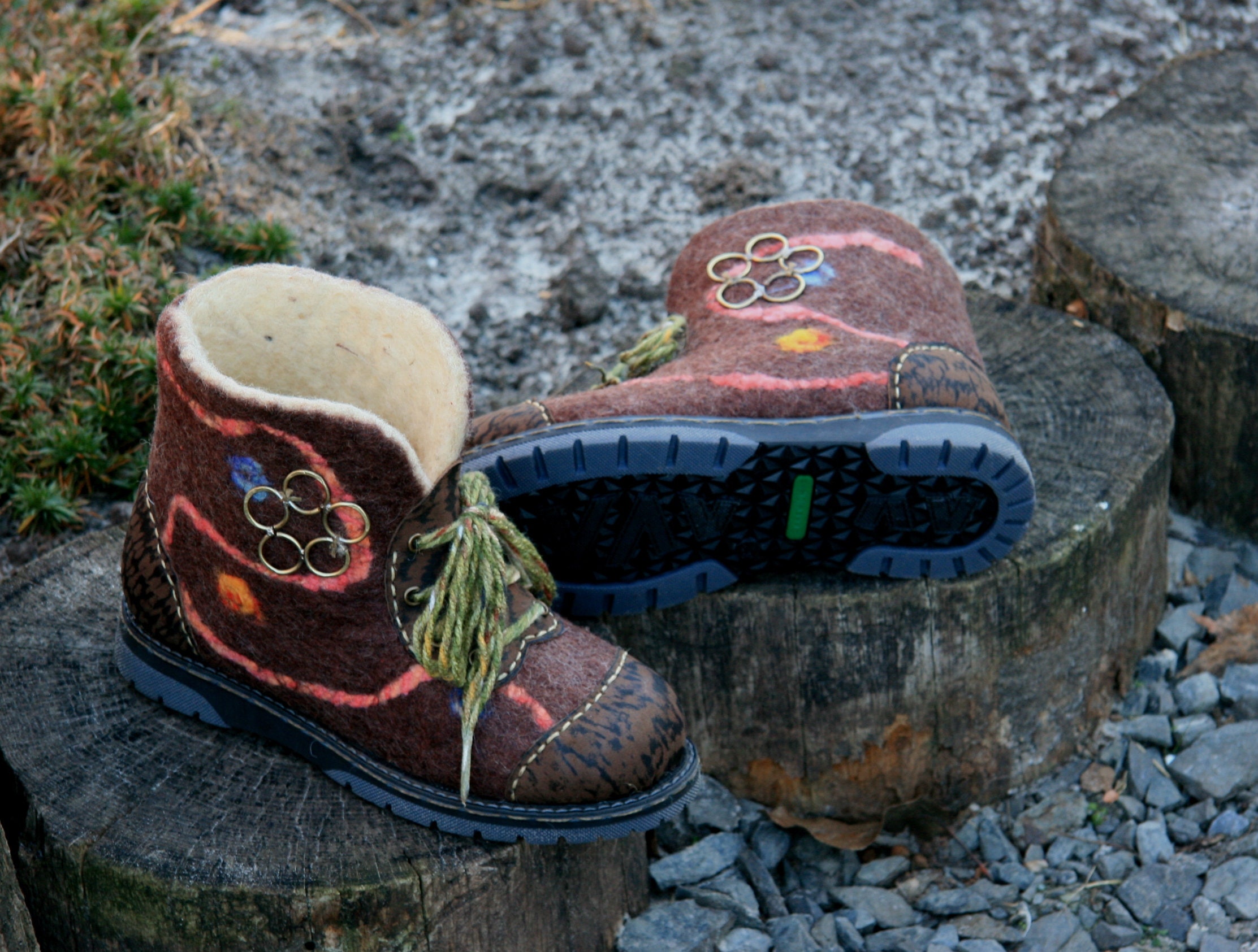 Women Shoes, Felted Wool Slippers Snowball / Wine / Burgundy / Ruby ...