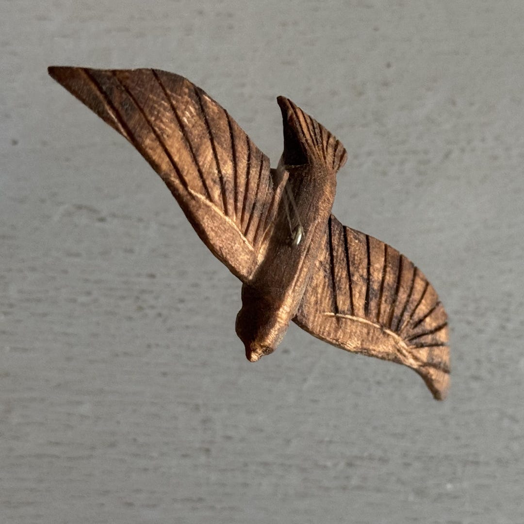 Mini Hawk Wall Hanging – Walnut-stained Basswood Bird – Hand-carved ...