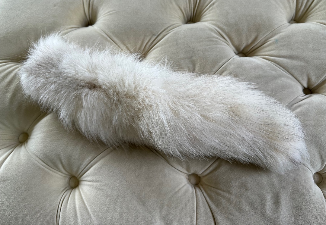 Genuine Fox Fur Tail Arctic Fox White Natural Fur Tail 17 Long Tail ...