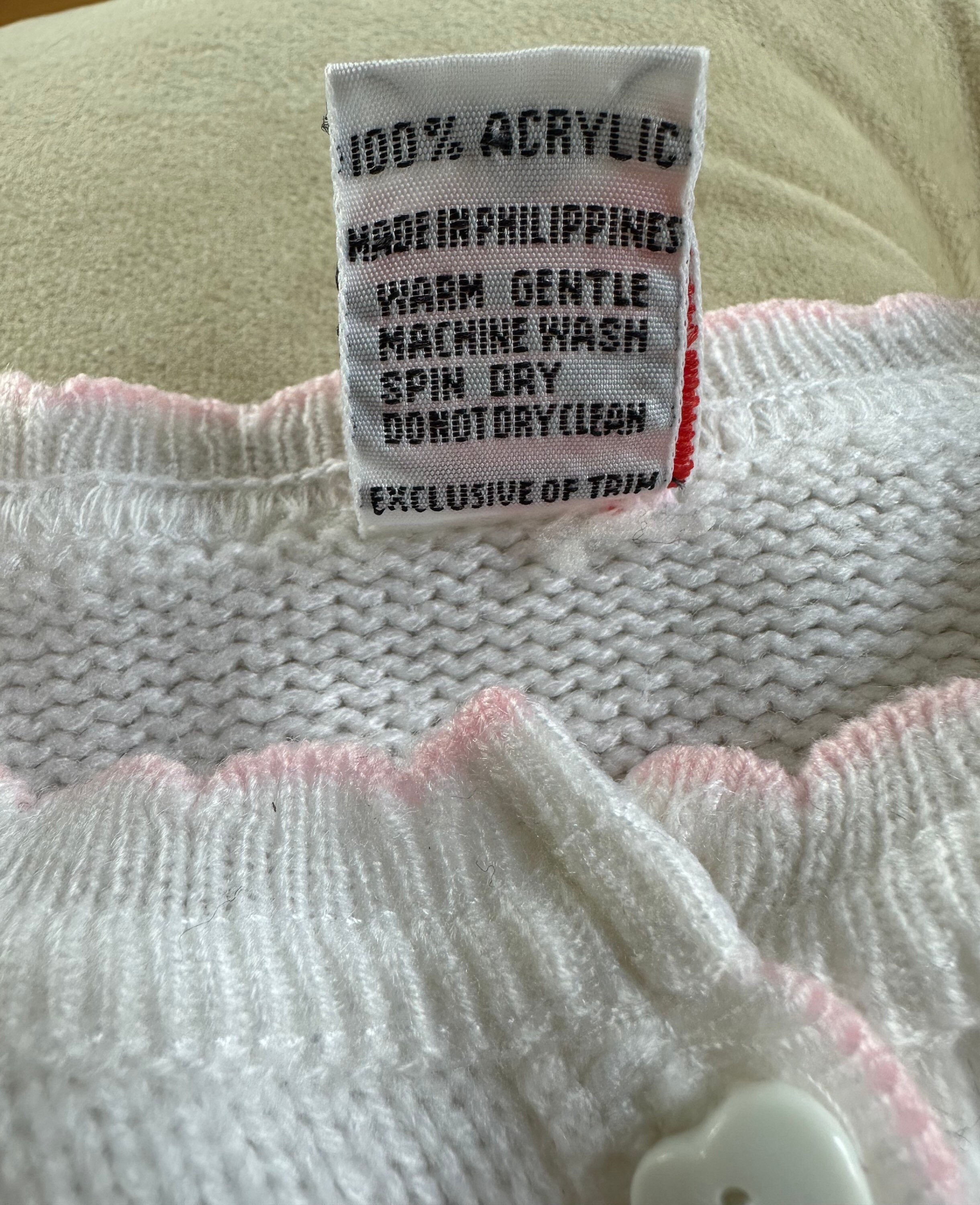 Child's Vintage Sweater Cat Mouse Pink & White Cardigan Sweater for ...