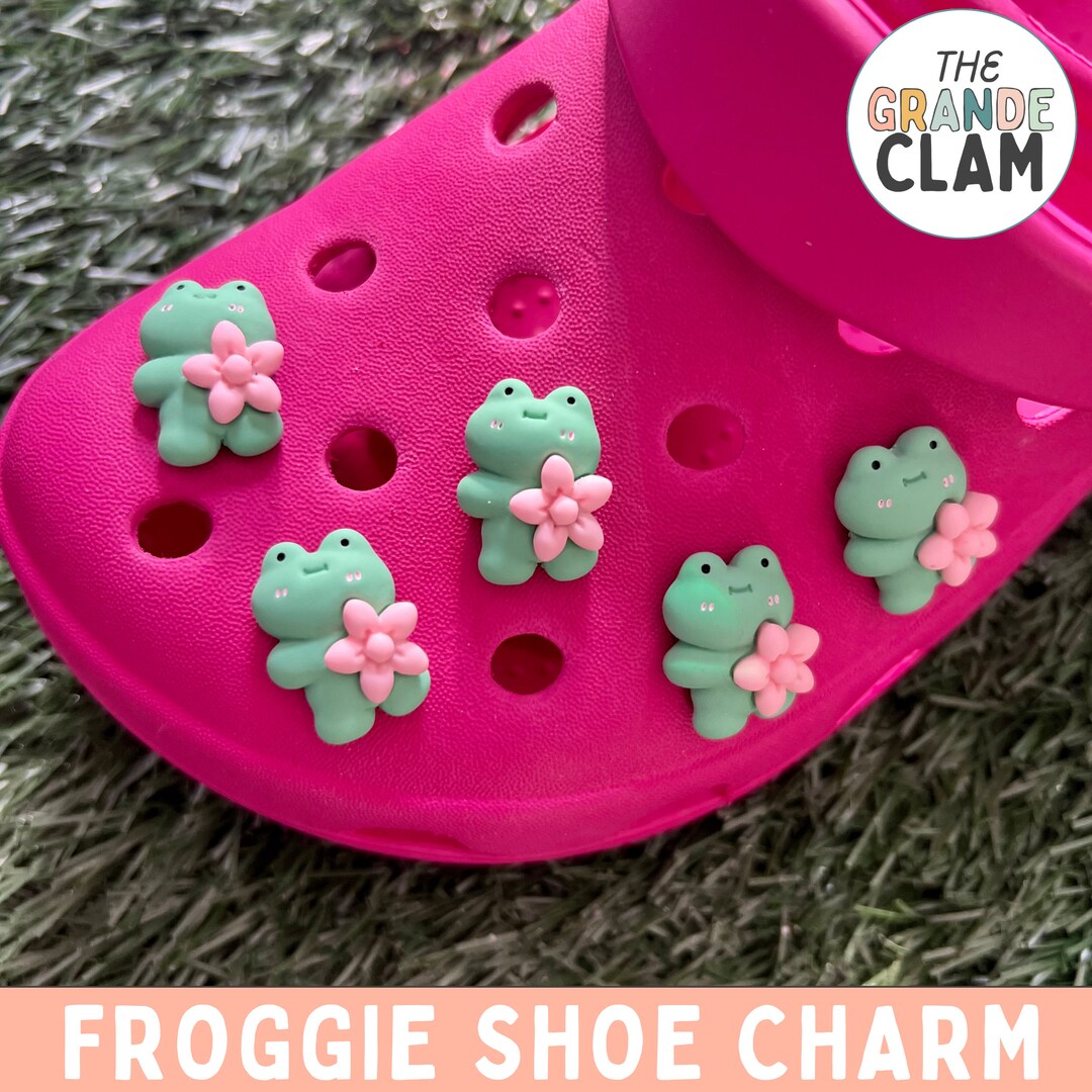 One Handmade Frog Shoe Charm | Frog With Flower Accessory | Nature ...