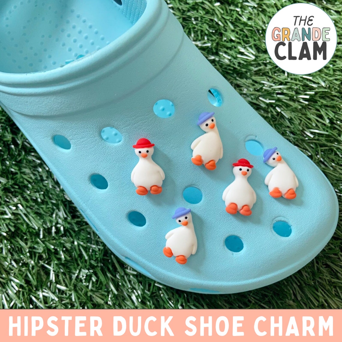 ONE Hipster Duck Shoe Charm // Handmade // Unique // Animal // Cottage ...
