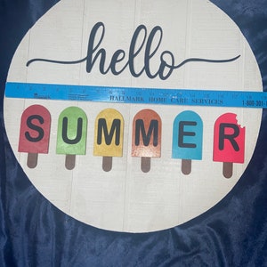 19” Round Hello Summer With Popsicle, Hello Summer Door Hanger ...