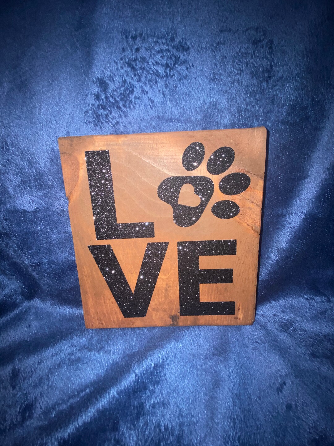 Dog Paw LOVE Wood Sign: Glitter Vinyl Pet Decor - Etsy