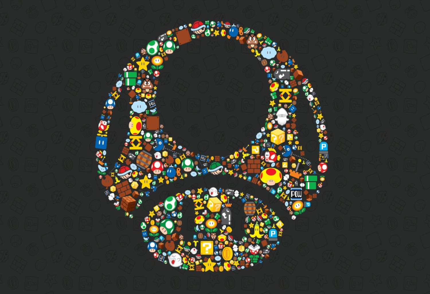 Mario Mushroom Collage Poster 13x19 - Etsy