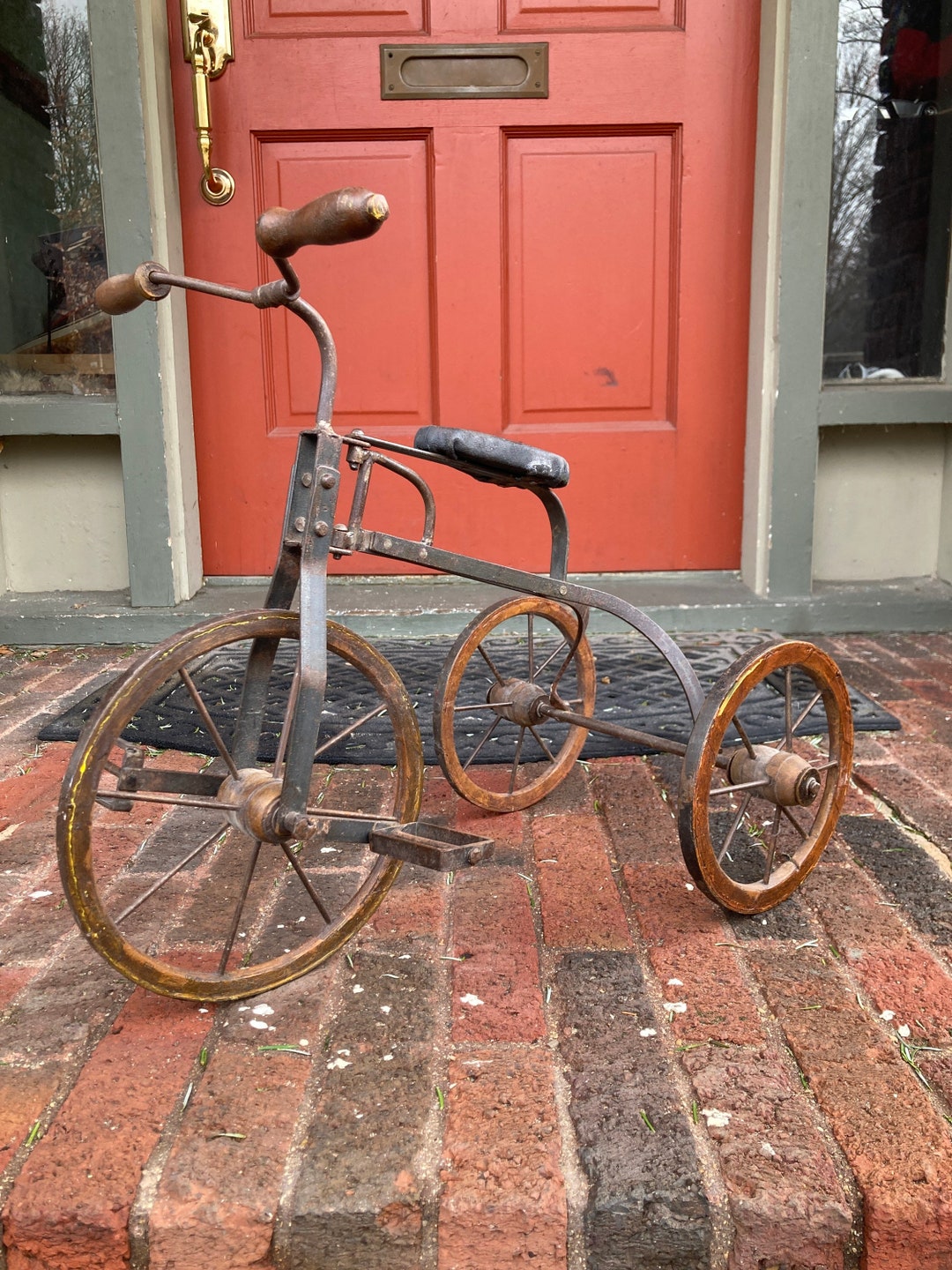Antique Wood & Iron Tricycle - Etsy