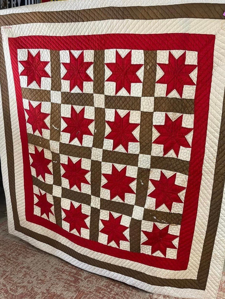 1900 Red Star Quilt Signed - Etsy