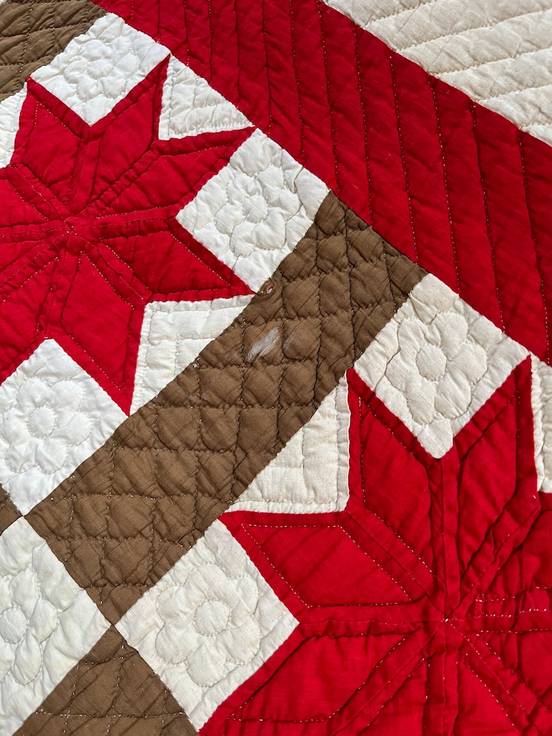 1900 Red Star Quilt Signed - Etsy