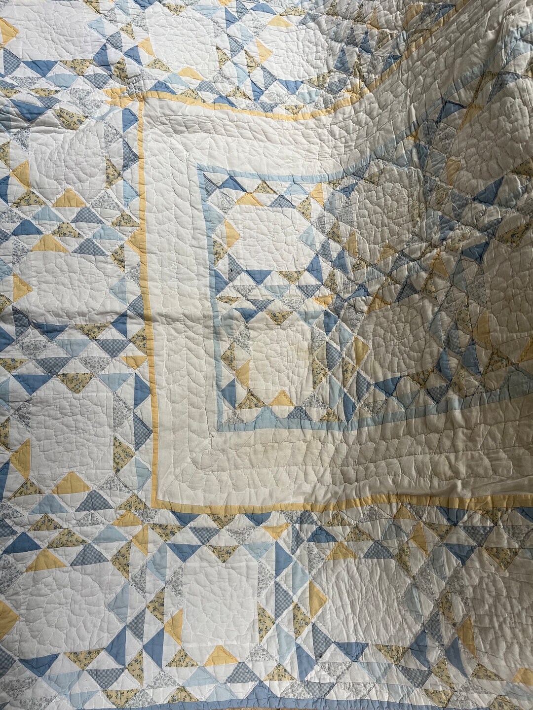Ocean Waves Pale Blue/yellow Quilt - Etsy