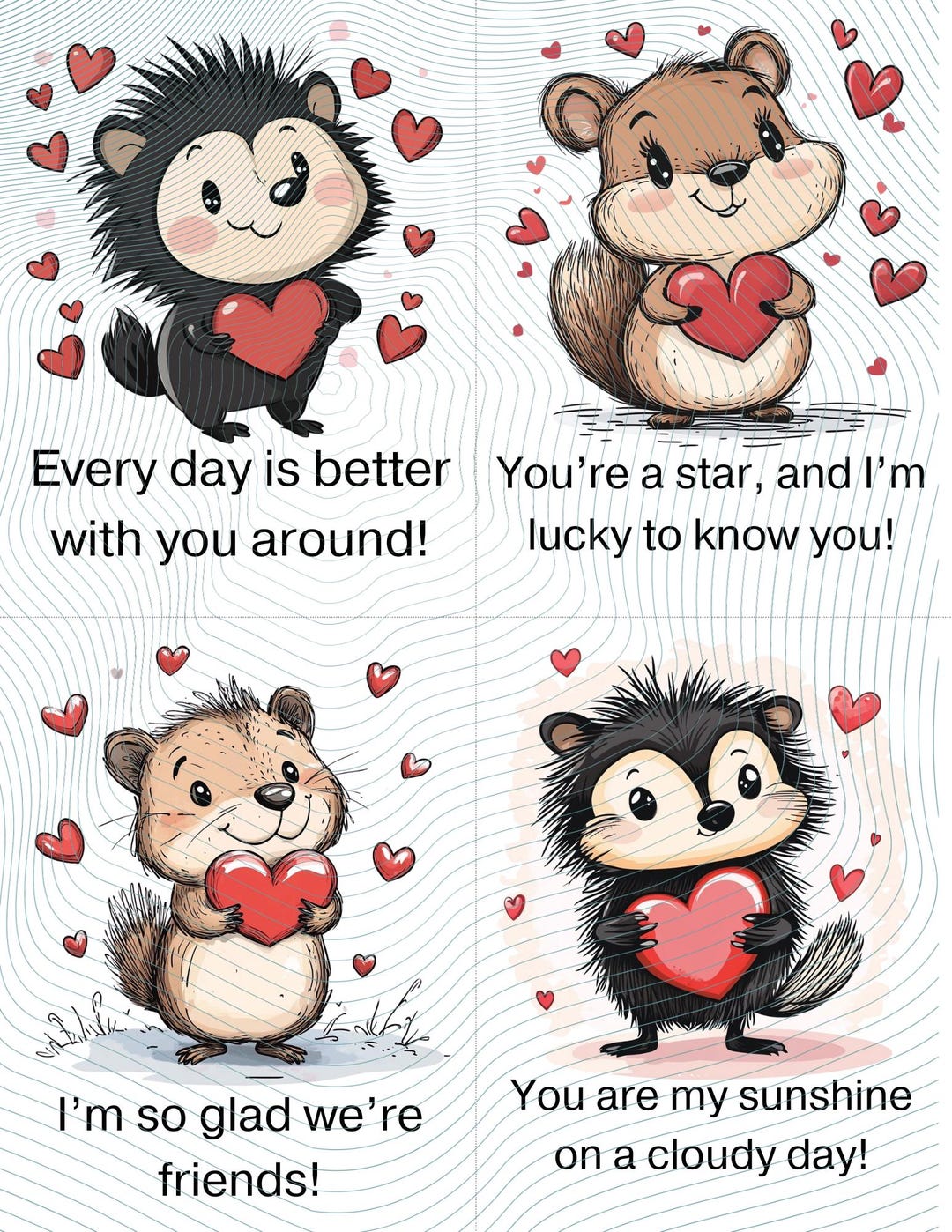 40 Cute Animals Valentine's Day Cards, Gender Neutral for Kids ...