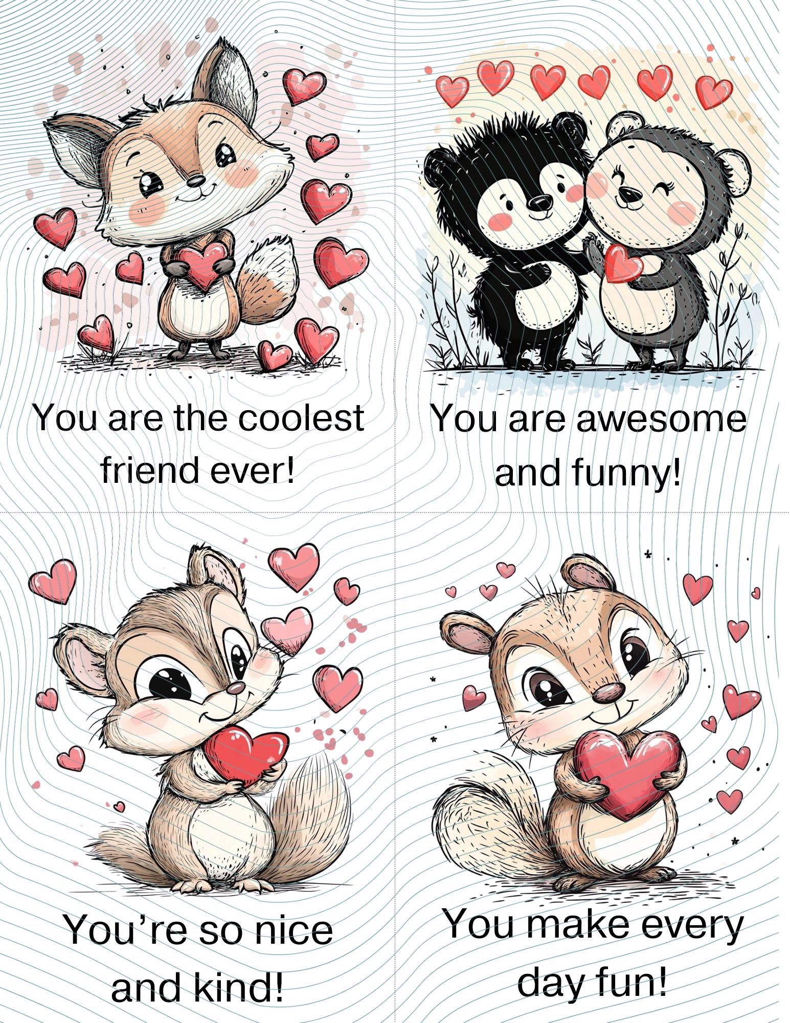 40 Cute Animals Valentine's Day Cards, Gender Neutral for Kids ...