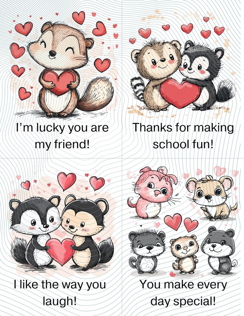 40 Cute Animals Valentine's Day Cards, Gender Neutral for Kids ...