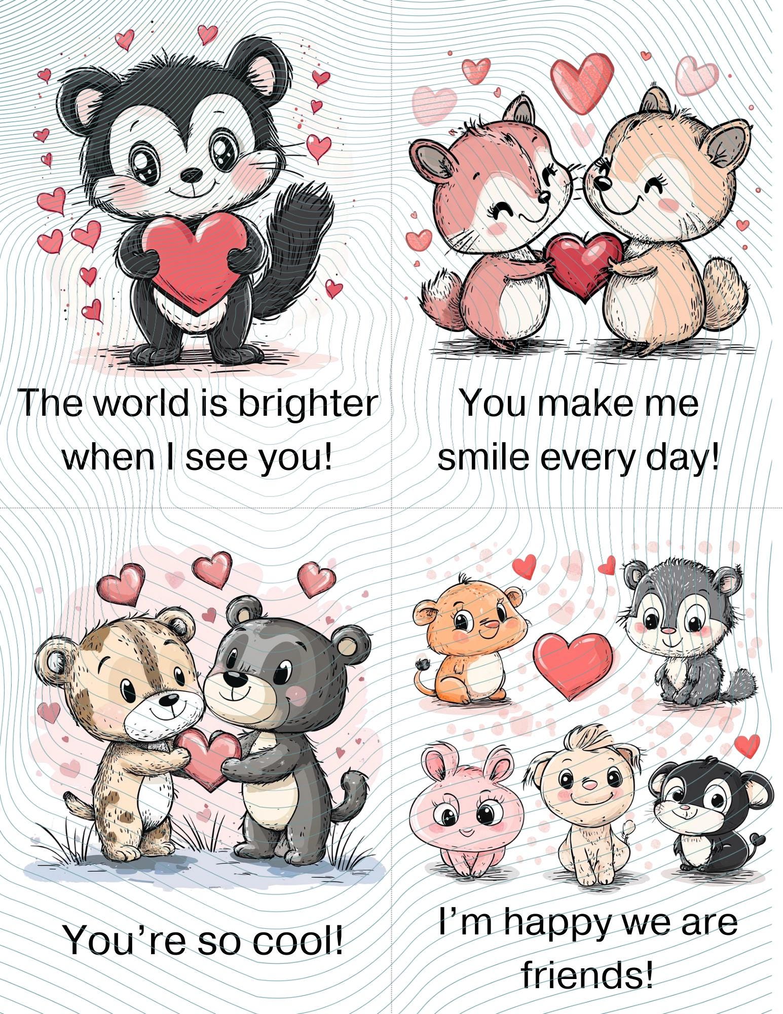 40 Cute Animals Valentine's Day Cards, Gender Neutral for Kids ...