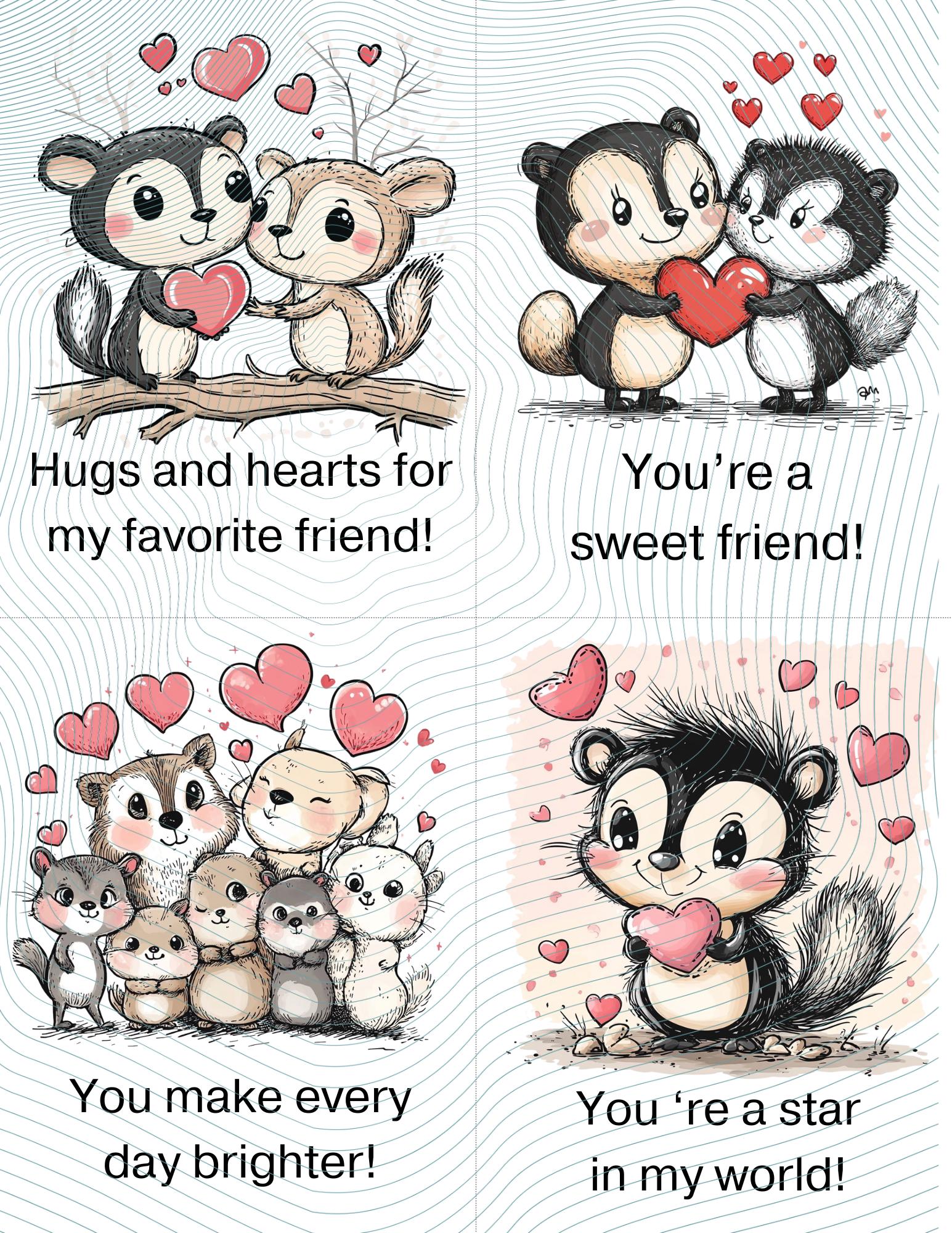 40 Cute Animals Valentine's Day Cards, Gender Neutral for Kids ...