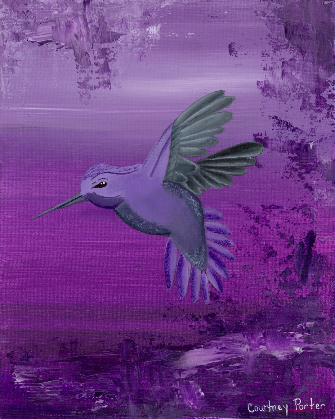 Purple Hummingbird -fine Art Print, Giclee Print, Bird, Bird Art ...