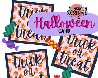 Halloween Candy Trick or Treat Yoself Blank Greeting Card Illustrated ...