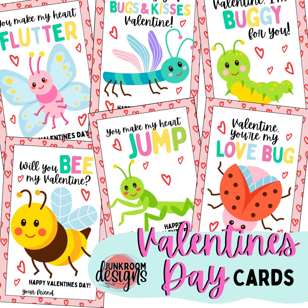 BUGS Valentines Day Cards , Valentine Cards, Bugs - Etsy