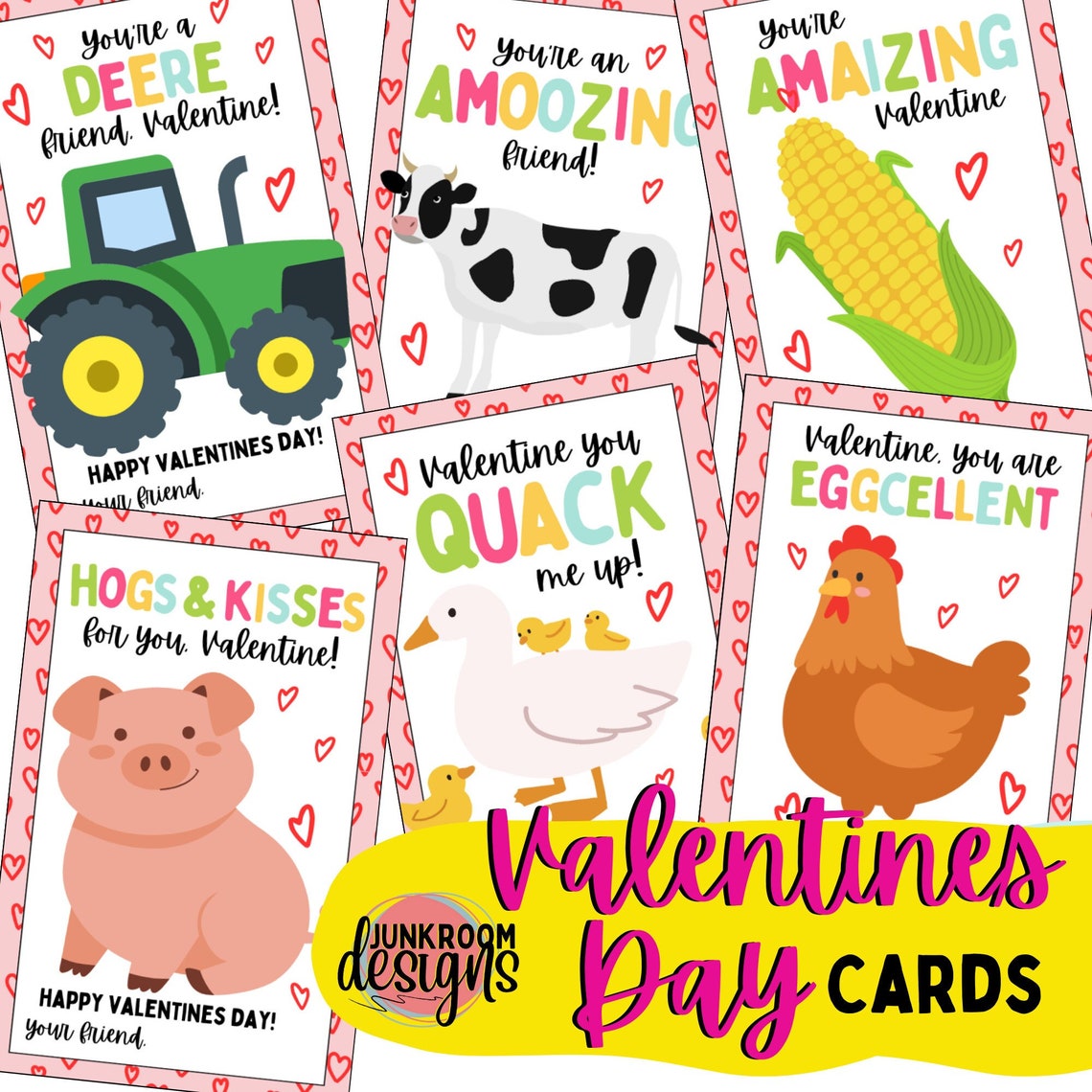 FARM Valentines Day Cards , Valentine Cards, Farm - Etsy