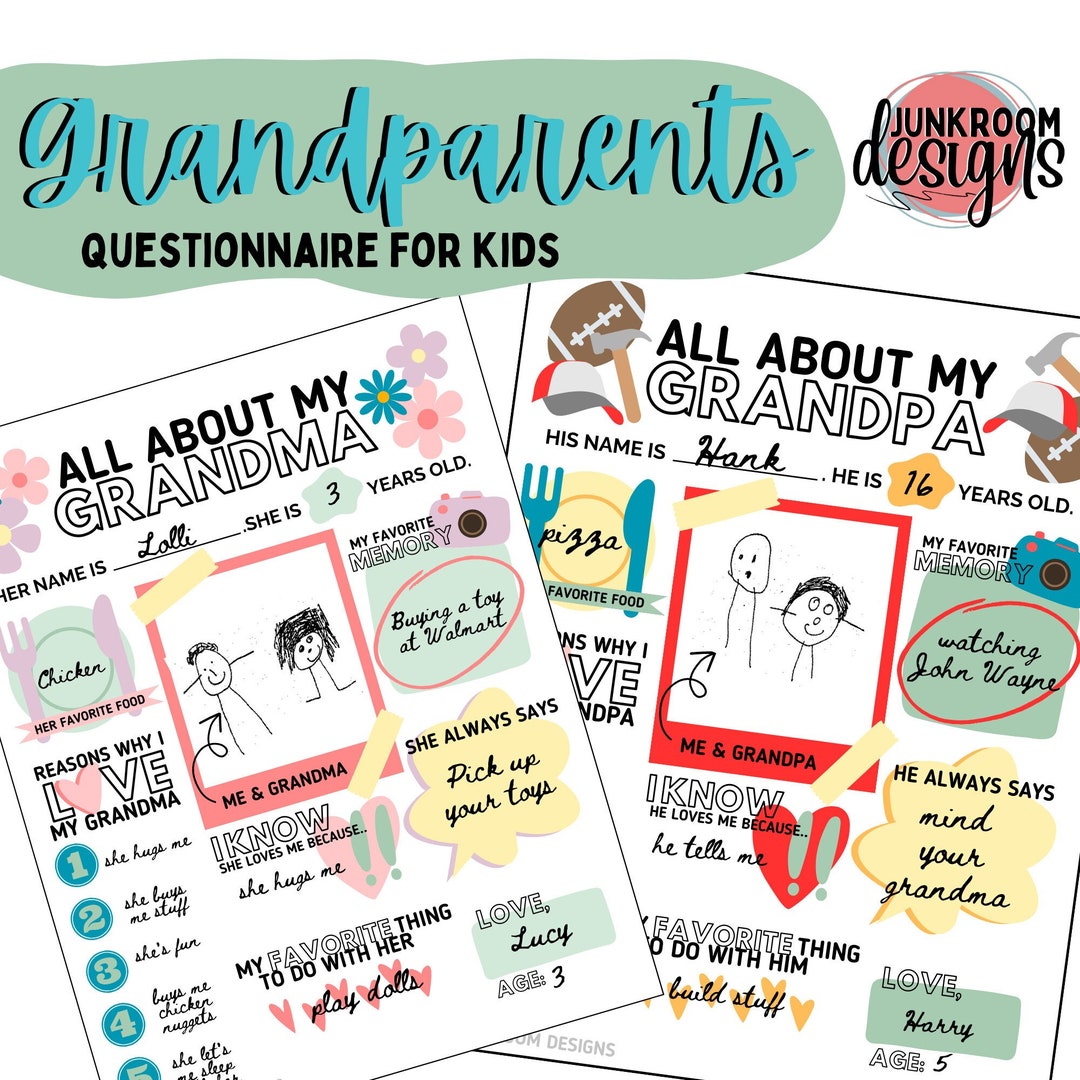All About My Grandma, All About My Grandpa, Grandparents Day Printable ...