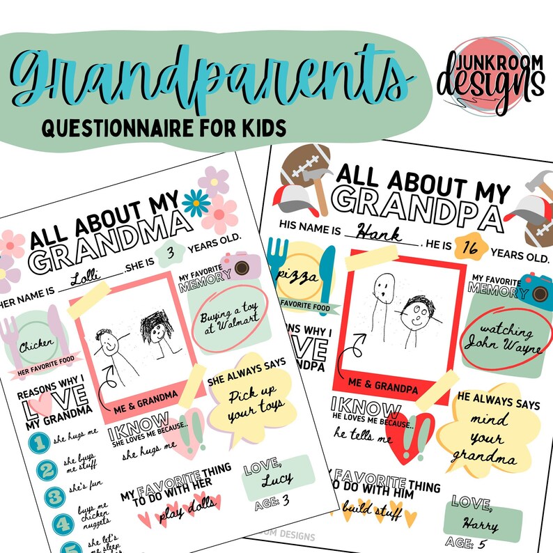 All About My Grandma, All About My Grandpa, Grandparents Day Printable ...