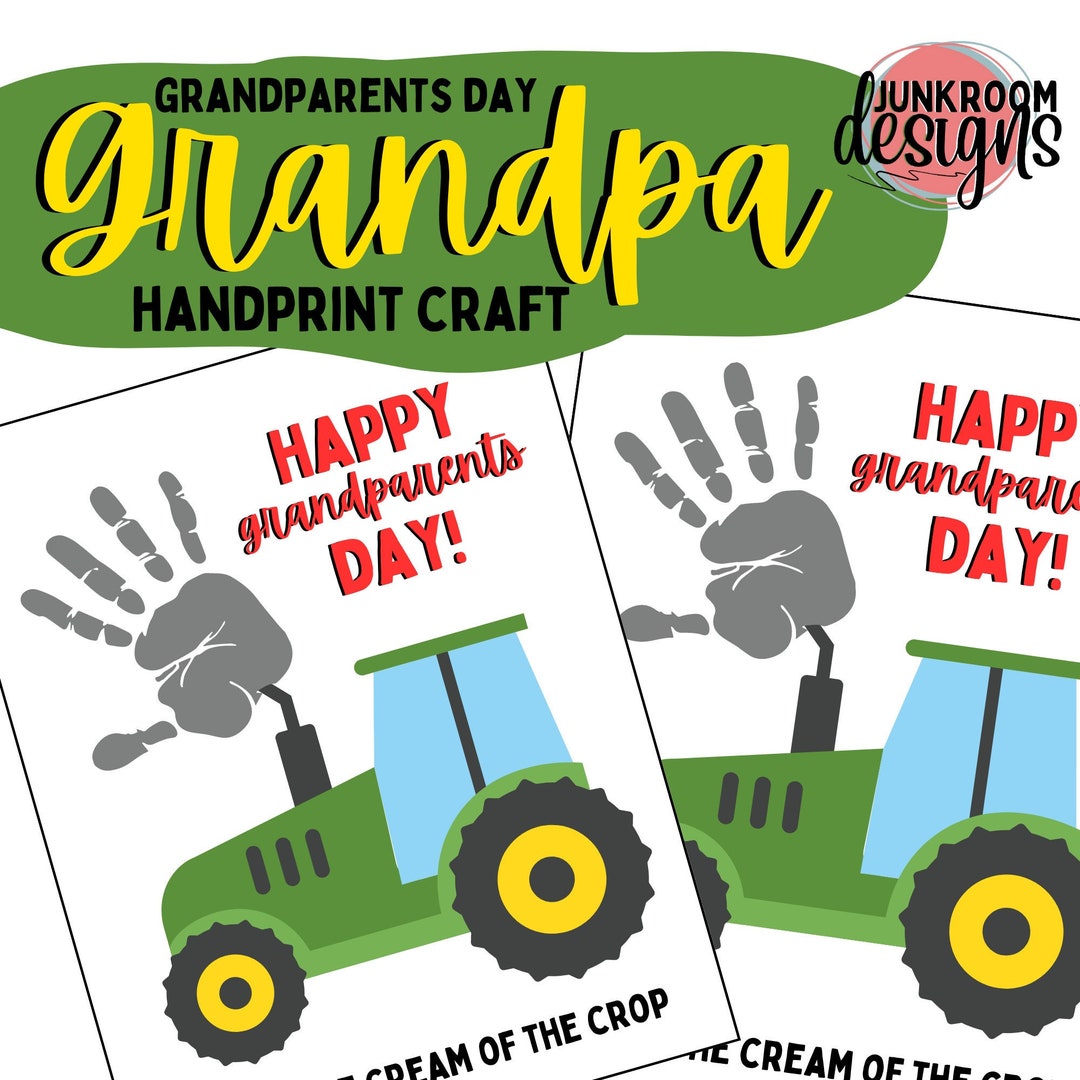 Grandparents Day Handprints, DIY Gift for Grandpa, Tractor, Farming ...