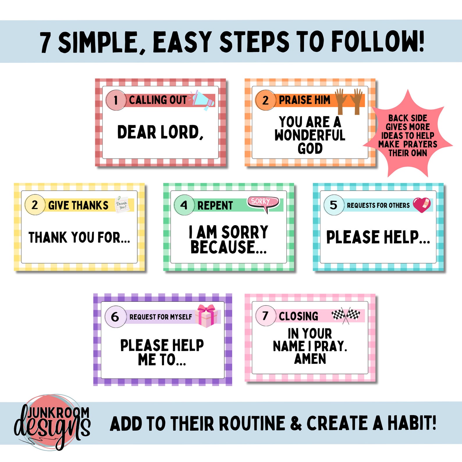 Kid's Devotional Prayer Cards, Prayer Guide for Littles, Learn to Pray ...