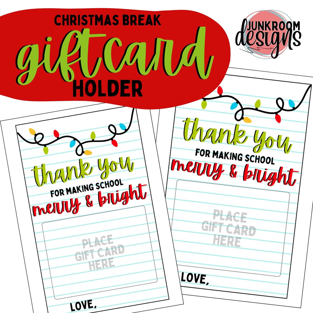 Christmas Break, Gift Card Holder, Teacher Gift, Christmas Card ...