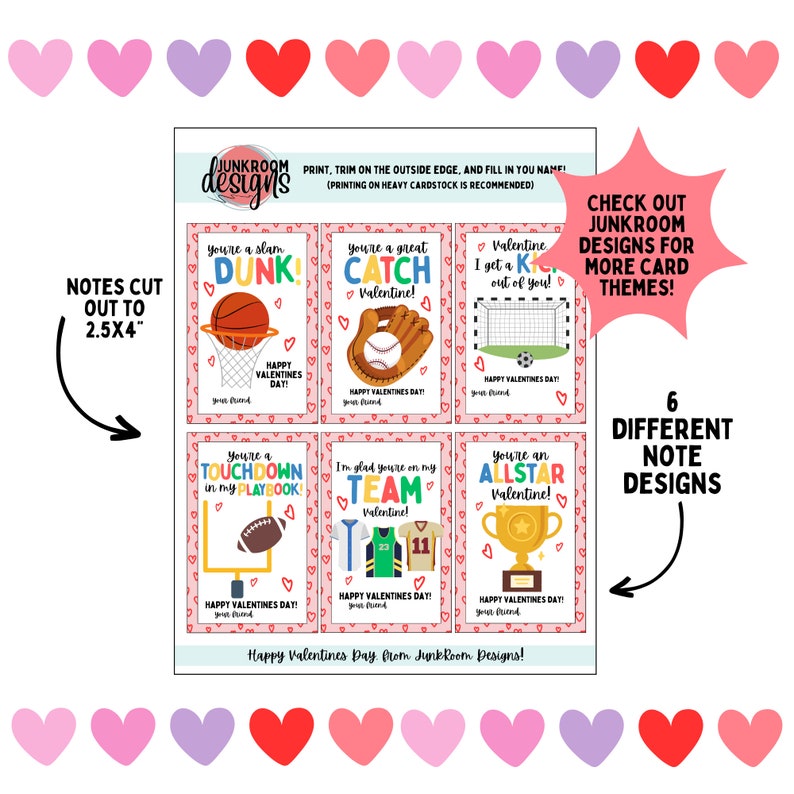 SPORTS Valentines Day Cards , Valentine Cards, Sports - Etsy