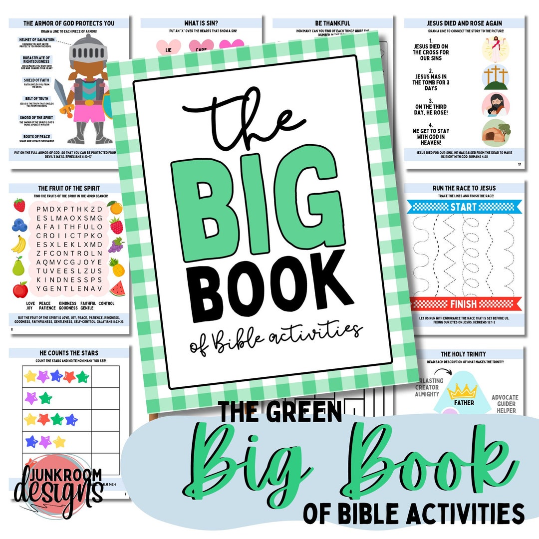 Bible Activity Book, Big Book of Bible Activities, Green - Etsy