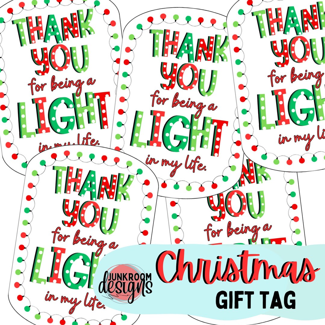 Thank You for Being a Light in My Life, Christmas Tag, Gift Tag - Etsy